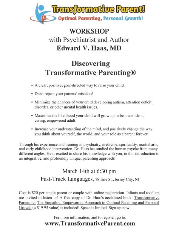 Workshop: March 14th at Fast Track! (Postponed) - Transformative Parent!